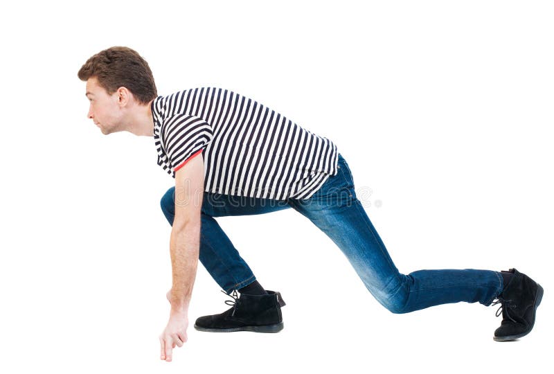 Side View Man Start Position. Stock Photo - Image of shot, competition ...