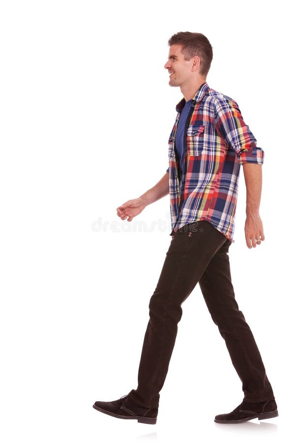 Side view of man walking stock image. Image of adult - 26706257