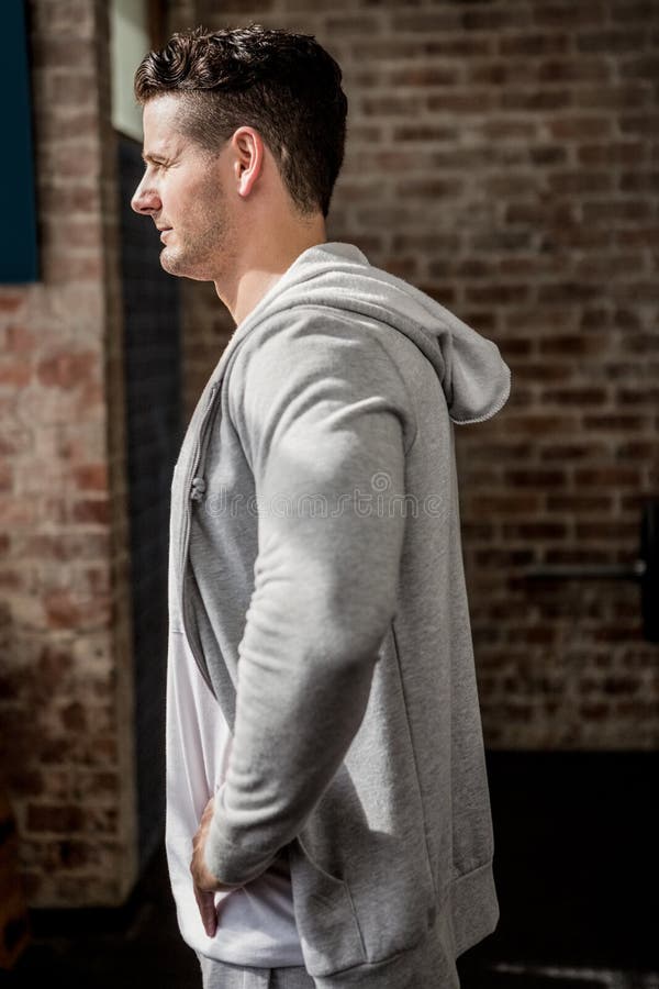 Side View of Man Wearing Hood Stock Photo - Image of active, exercise ...