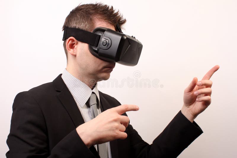Side View Of A Man Wearing A Vr Virtual Reality Oculus Rift 3d Headset