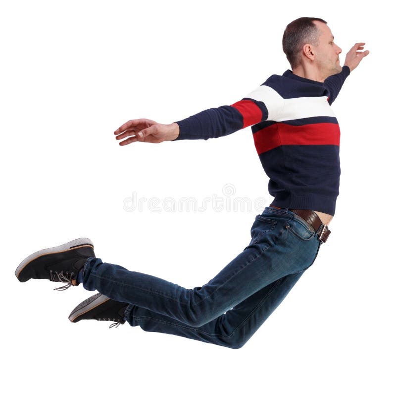 Side View of Man in Zero Gravity or a Fall Stock Image - Image of human ...