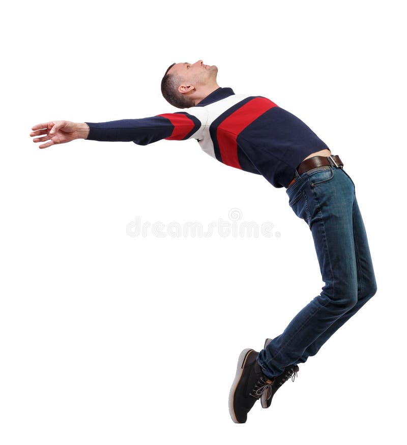 Side View of Man in Zero Gravity or a Fall Stock Image - Image of male ...