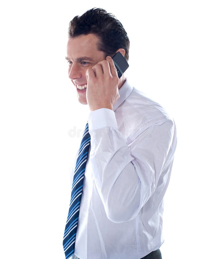 Side View of Manager Attending Phone Call Stock Image - Image of career ...