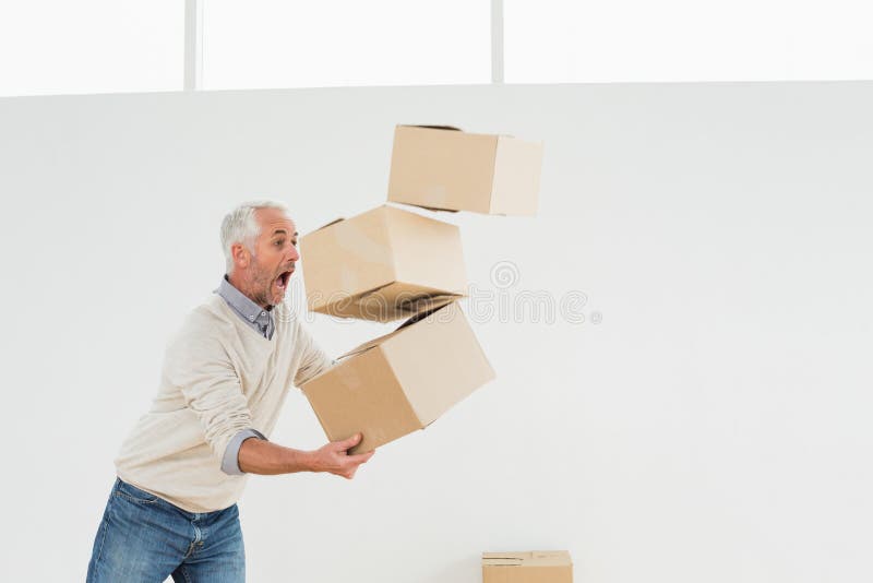Side View Mature Man Carrying Boxes Stock Photos - Free & Royalty-Free ...