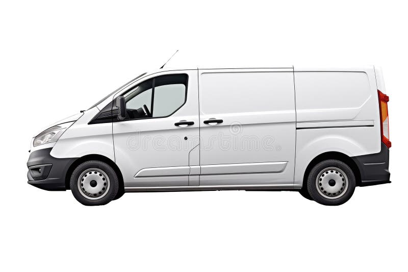Side View of a Medium White Van for Transport on Transparent Background ...