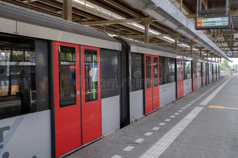 Side View Metro at the Amstel Train Station at Amsterdam the ...