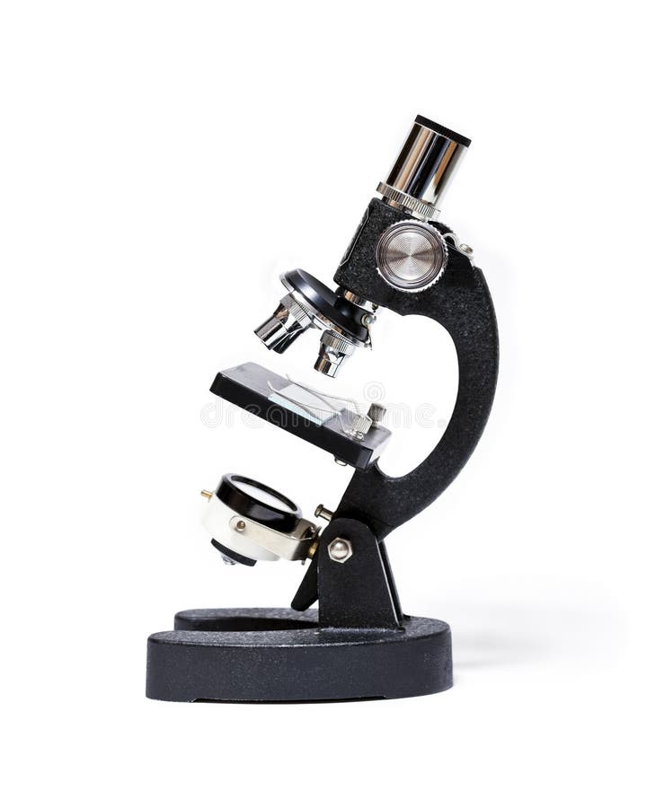 Side View Of A Microscope On White Background Stock Photo - Image of ...
