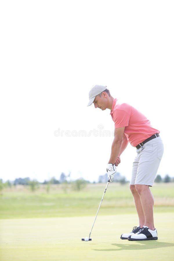 Side View Middle Aged Man Playing Golf Course Stock Photos - Free ...