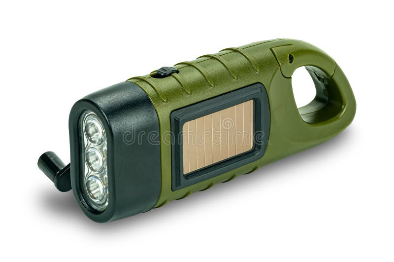 Side View of Mini Solar Cranking LED Flashlight Stock Image - Image of ...