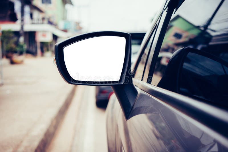 Side view mirror of a car stock image. Image of road - 180757677