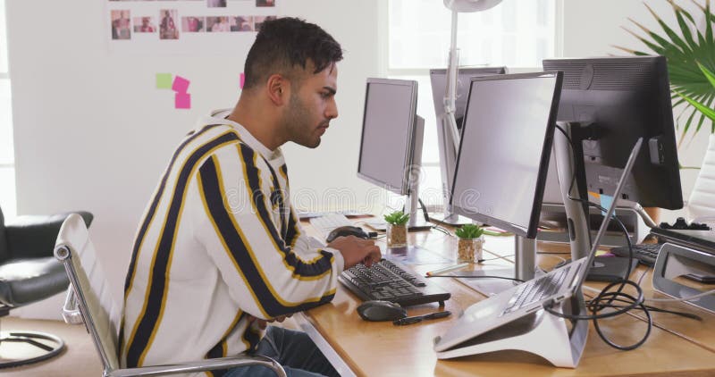 Mixed Race Woman Working in Creative Office Stock Footage - Video of ...