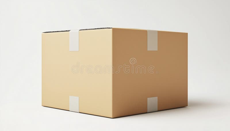 Side View Mockup of a Brown Cardboard Box Delivery Parcel on White ...