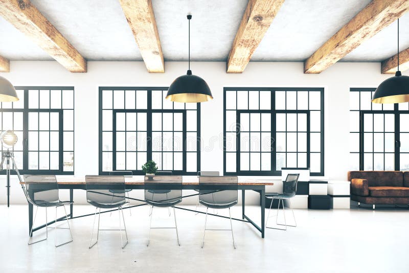 Side View of Modern Conference Room Stock Illustration - Illustration ...