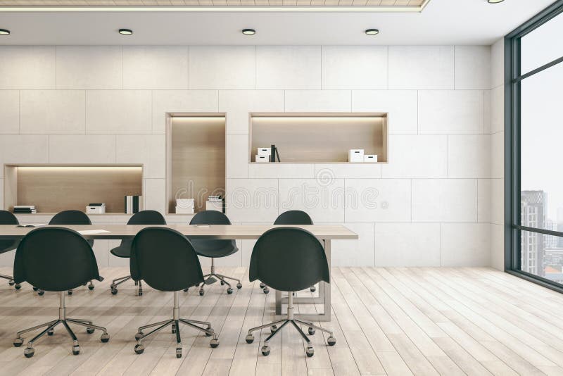 Side View of Modern Conference Room Interior Stock Illustration ...