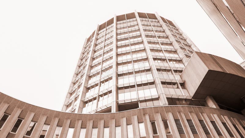 Side View of the Modern Facade Building. Skyscraper Building Stock ...