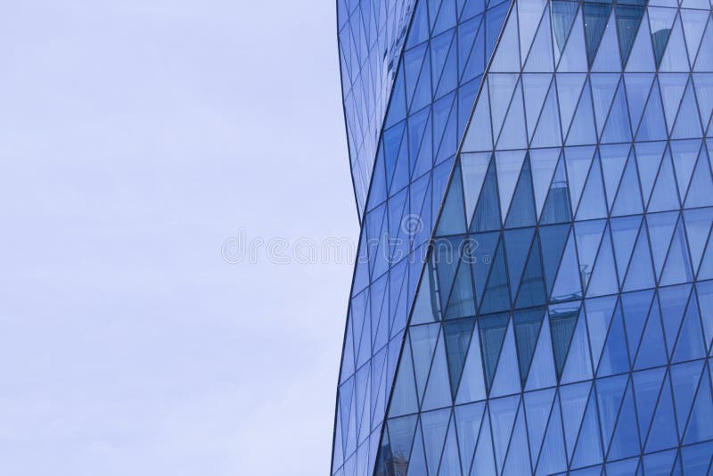 Side View of Modern Glass Skyscrapers with Reflection Stock Photo ...