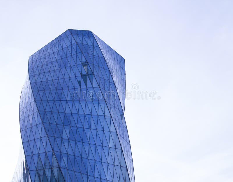 Side View of Modern Glass Skyscrapers with Reflection Stock Image ...