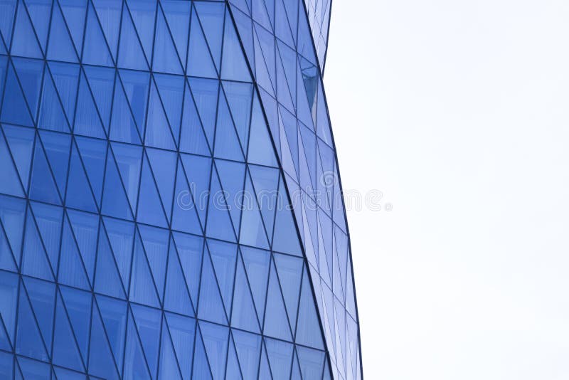 Side View of Modern Glass Skyscrapers with Reflection Stock Photo ...