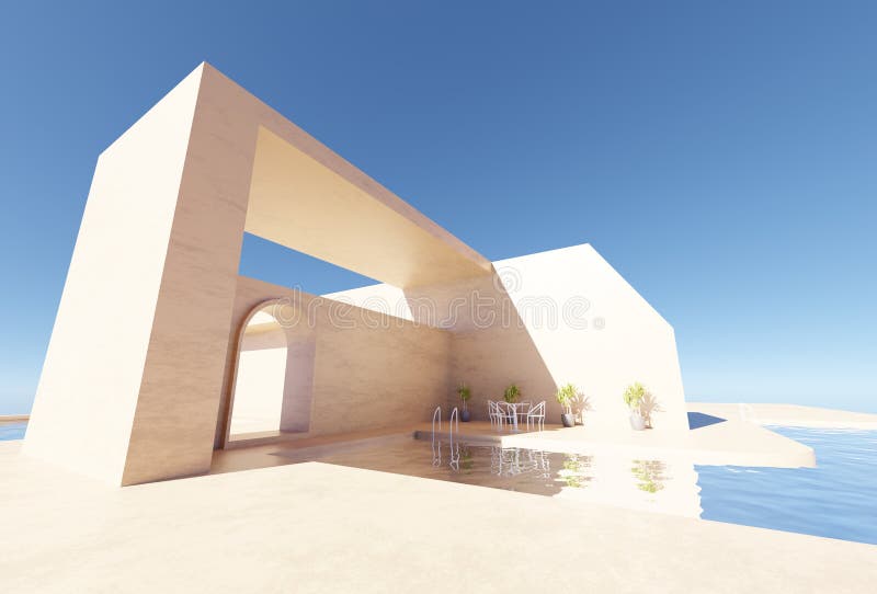 Side View Modern Home Scene 3D Render Stock Illustration - Illustration ...