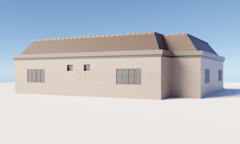 Side View Modern House Model on a White Scene Stock Illustration ...