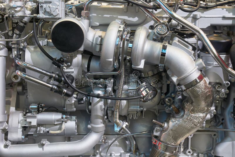 Car Internal Combustion Engine in Production Plant Shop Stock Photo ...