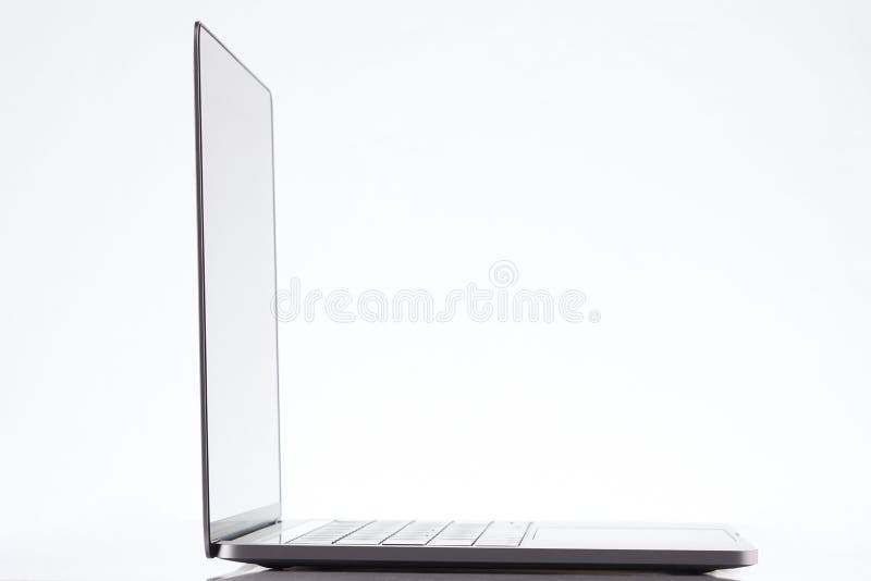 Side view of modern laptop stock image. Image of notebook - 142109825