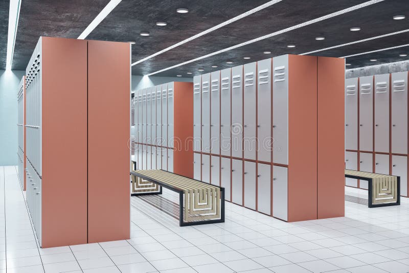 Modern Locker Room Interior Stock Illustration - Illustration of ...