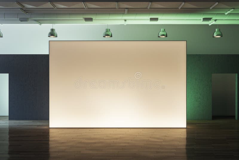 Side View of Modern Museum Interior with Illuminated Poster Stock ...