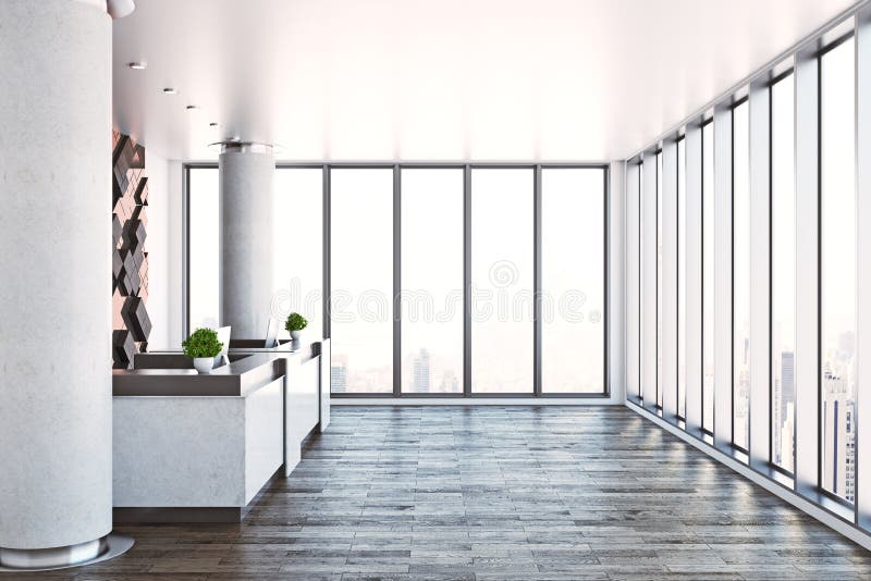 Modern Office Reception Side Stock Illustration - Illustration of ...