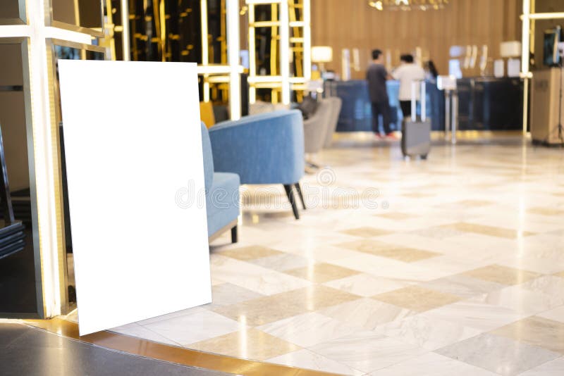 Side View of Modern Reception Desk in Office Interior with Empty ...