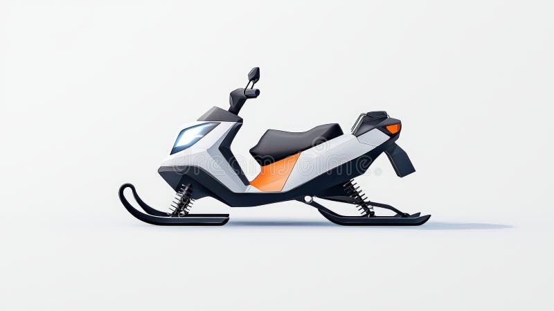Side View of a Modern Snowmobile on a White Isolated Background Stock ...