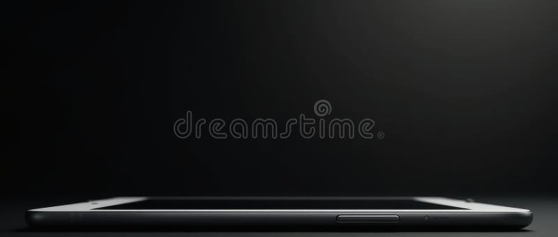 Side View of Modern Tablet with Blank Screen on Dark Background ...