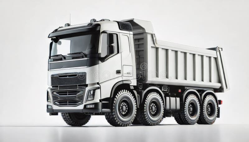 Modern White Dump Truck Standing on a Clean White Background Stock ...
