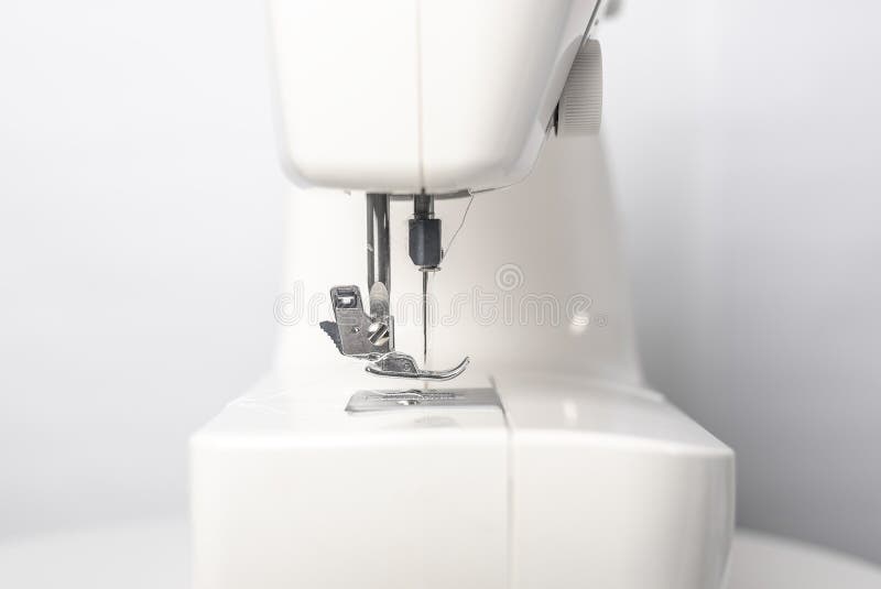 Side View of Modern White Sewing Machine Stock Photo - Image of fashion ...