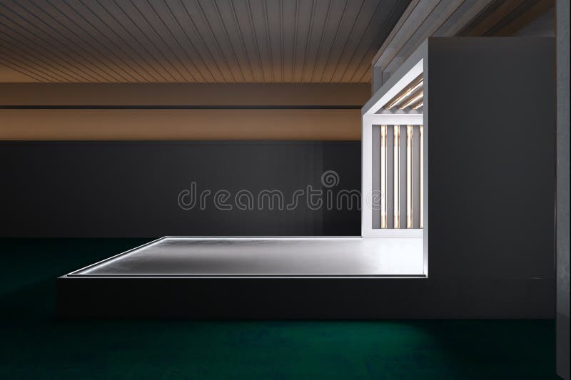 Side View of Modern White Theater Stage Design. Performance and Act ...