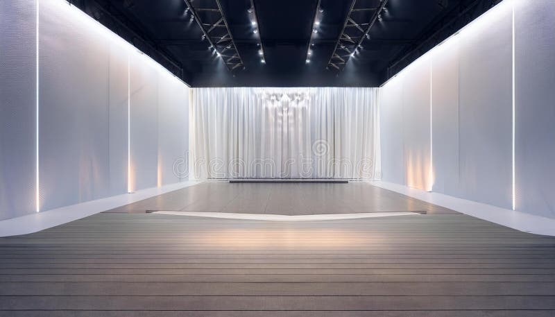 Side View of Modern White Theater Stage Design. Performance and Act ...