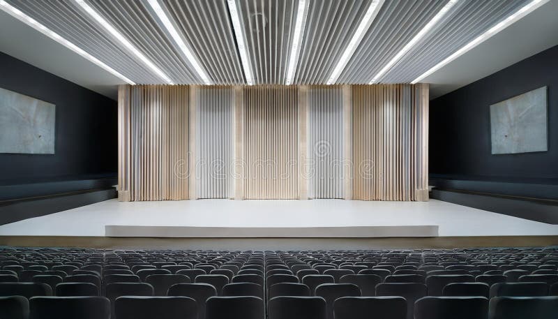 Side View of Modern White Theater Stage Design. Performance and Act ...