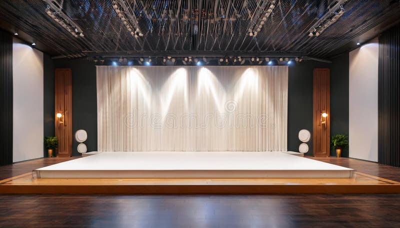 Side View of Modern White Theater Stage Design. Performance and Act ...