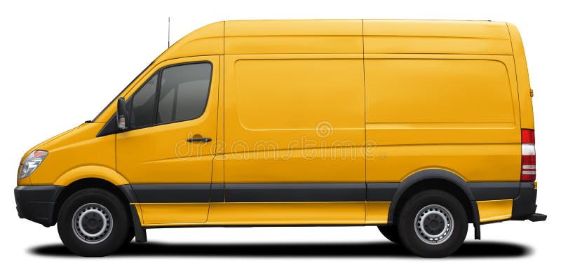 Side View of a Modern Yellow American Cargo Minibus. Stock Photo ...
