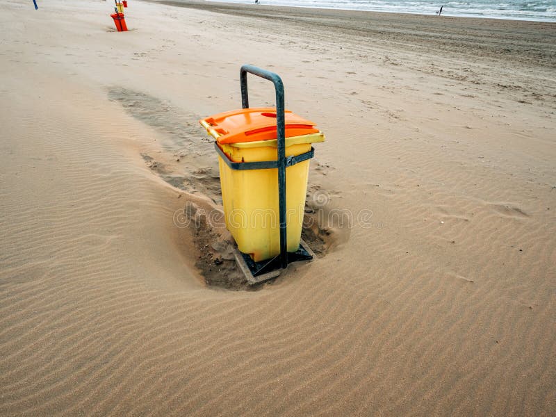 Side View of Modern Yellow Garbage Bin Waste Stock Image - Image of ...