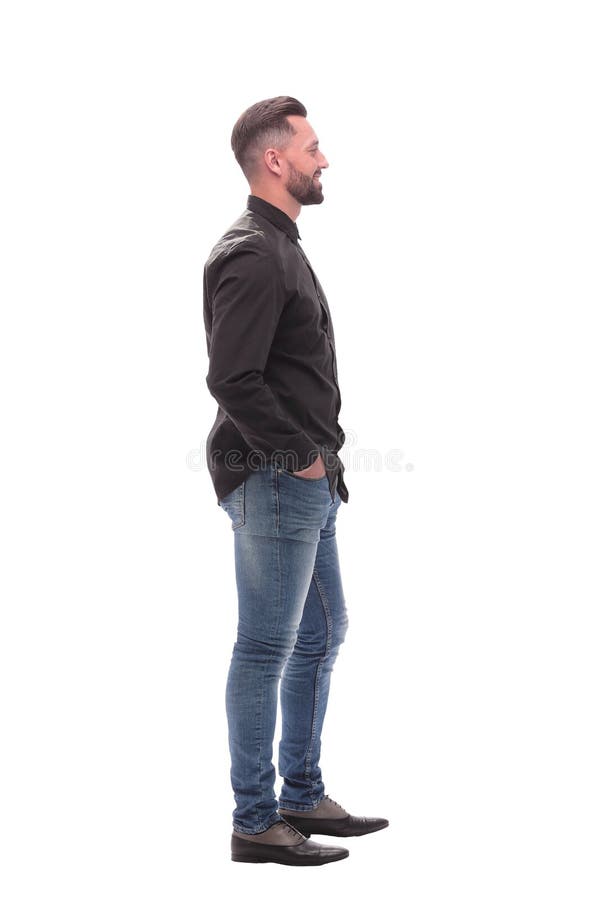 Side View. Modern Young Man in Jeans Stock Image - Image of lifestyle ...