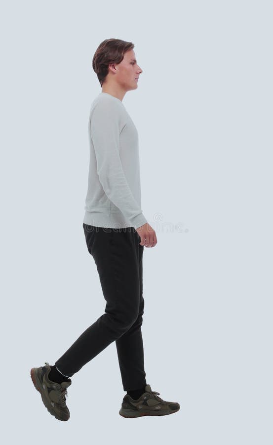 Side View . Modern Young Man Stepping Forward Stock Image - Image of ...