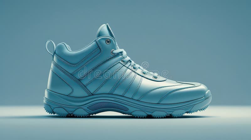 Monochromatic Blue Sneaker Side View with Laces and Textured Sole on a ...