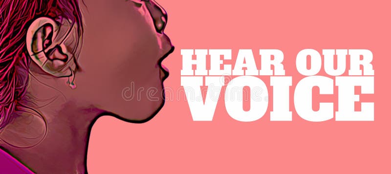 Side View of Mouth Say - Hear Our Voice - for Poster Stock Illustration ...