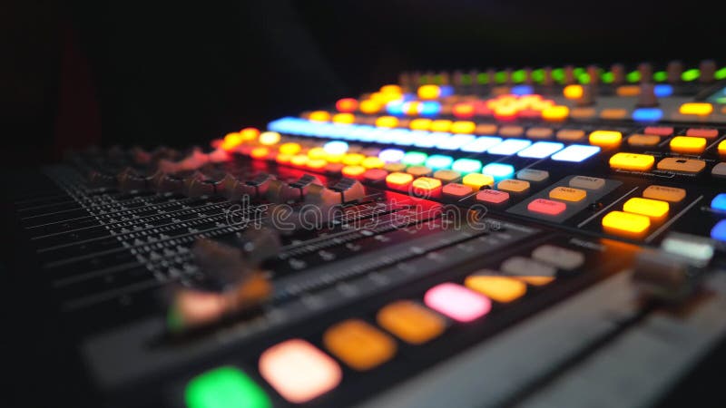 Side View of Moving Buttons on Dj Remote or Soundboard. Working Process ...