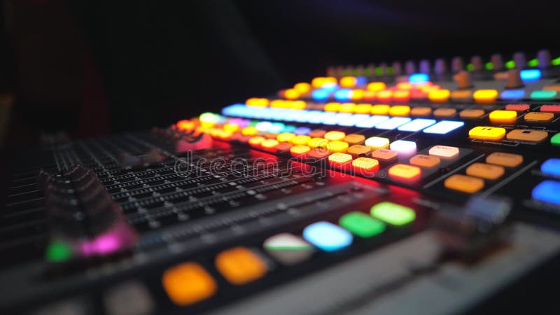 Side View of Moving Buttons on Dj Remote or Soundboard. Working Process ...