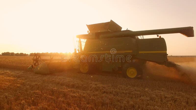 Side View of Moving Combine. Stock Image - Image of horizon ...