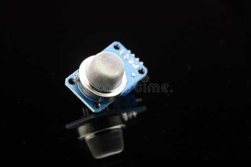 Side View of MQ2 Gas Sensor Module Isolated on Reflective Glass Black ...