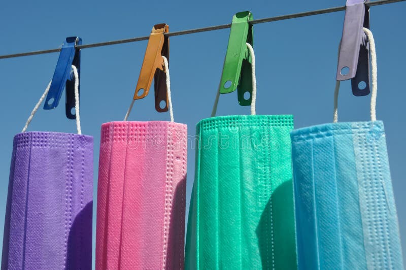 Side View of Multi Colored Surgical Face Mask Disposable Mask Hanging ...