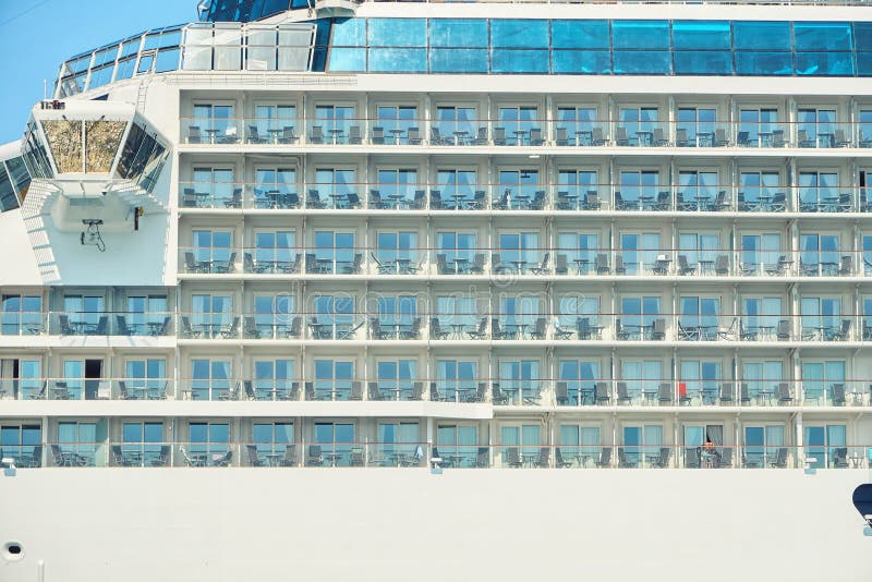 Side View of Multi-deck Cruise Ship with Cabin Windows Stock Photo ...